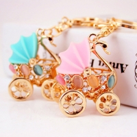 Pink Swan Baby Pushchair Crystal Diamante Rhinestone Bag Charms Handbag ...