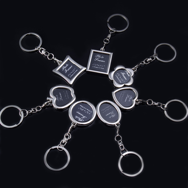 Silver Metal Assorted Shape Photo Frame Keyring Key Chain Novelty Gift ...