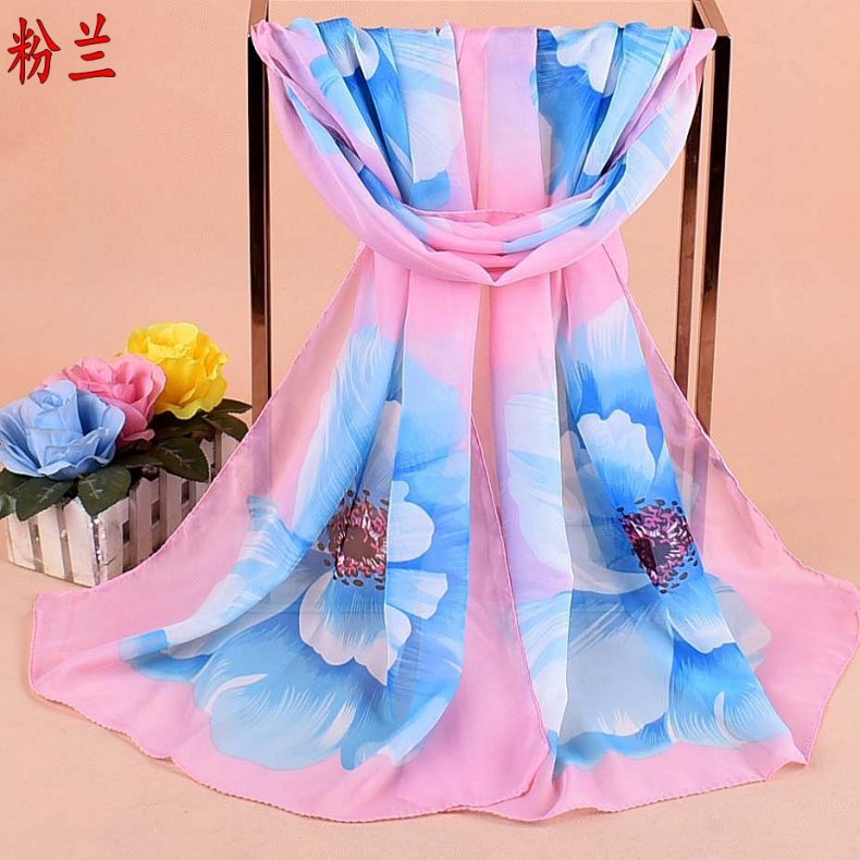 160 50cm Flowers Floral Fashion Ladies Scarves Chiffon Scarf Womens ...