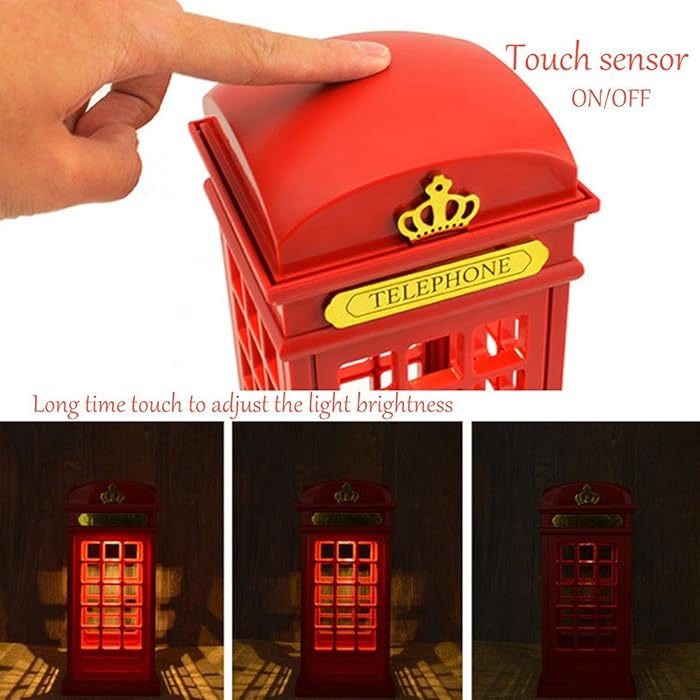 Red London Phone Booth Post Box Money Coin Bank Night Light Novelty ...