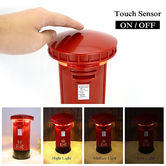 Red London Phone Booth Post Box Money Coin Bank Night Light Novelty ...