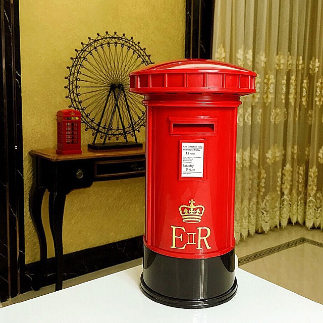 Red London Phone Booth Post Box Money Coin Bank Night Light Novelty ...