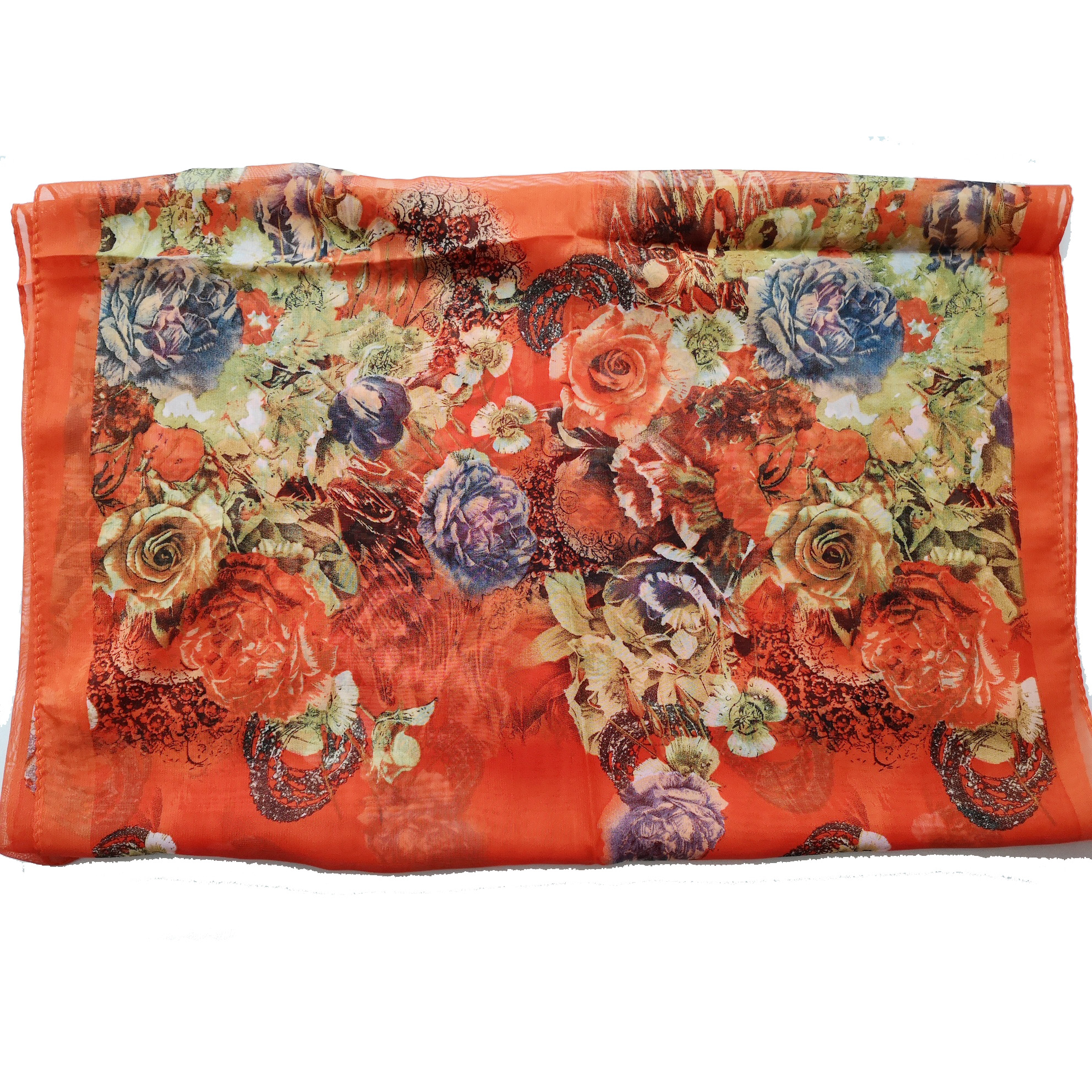 160cm 50cm Flowers Floral Fashion Ladies Scarves Chiffon Scarf Womens ...